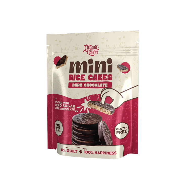 Mini Rice cakes coated with Dark chocolate-40GM – Organic Nation