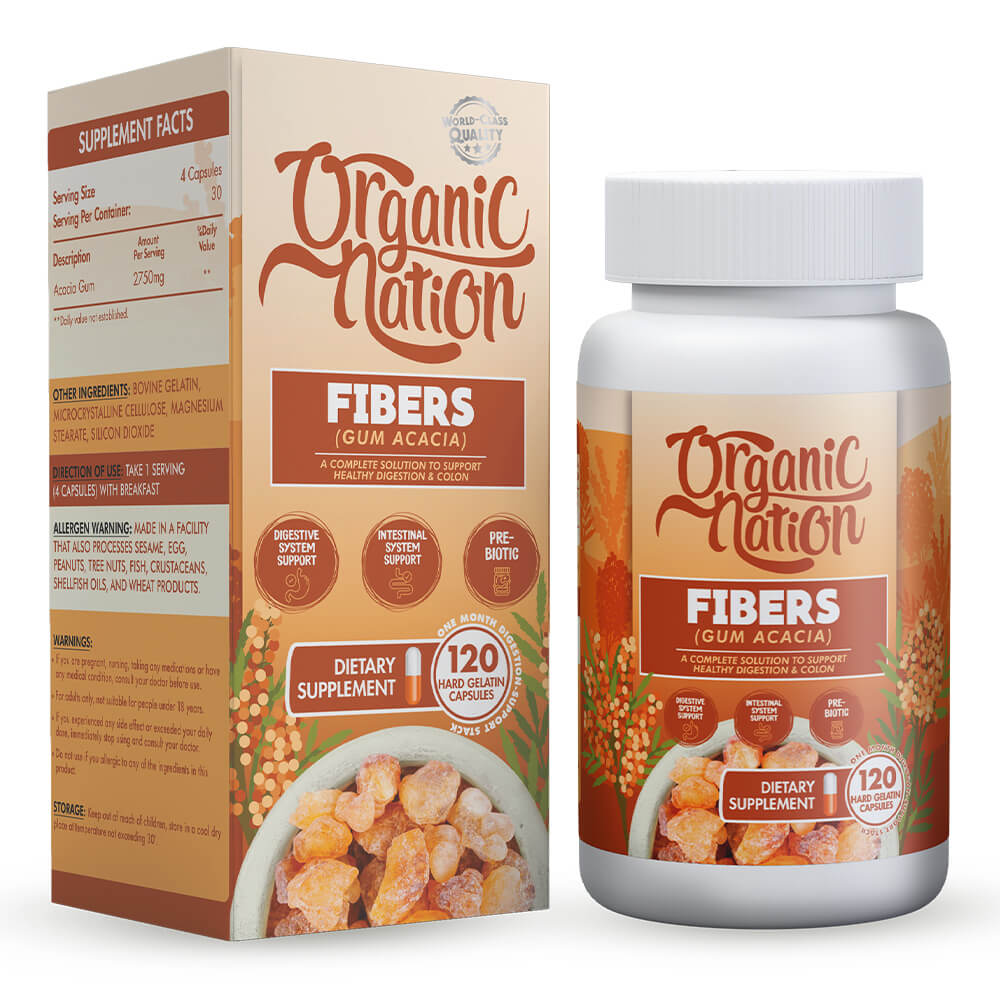 Fibers Gum Acacia-30Serv.-120 Capsules – Organic Nation