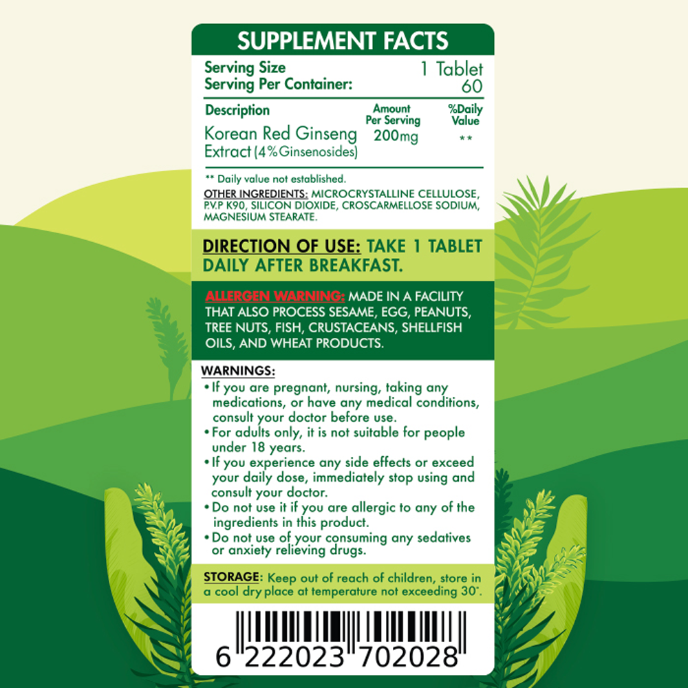 red korean ginseng Tablets| Organic Nation