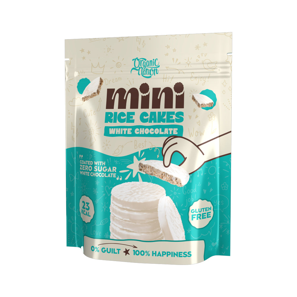 Mini Rice cakes coated with white chocolate-40GM – Organic Nation