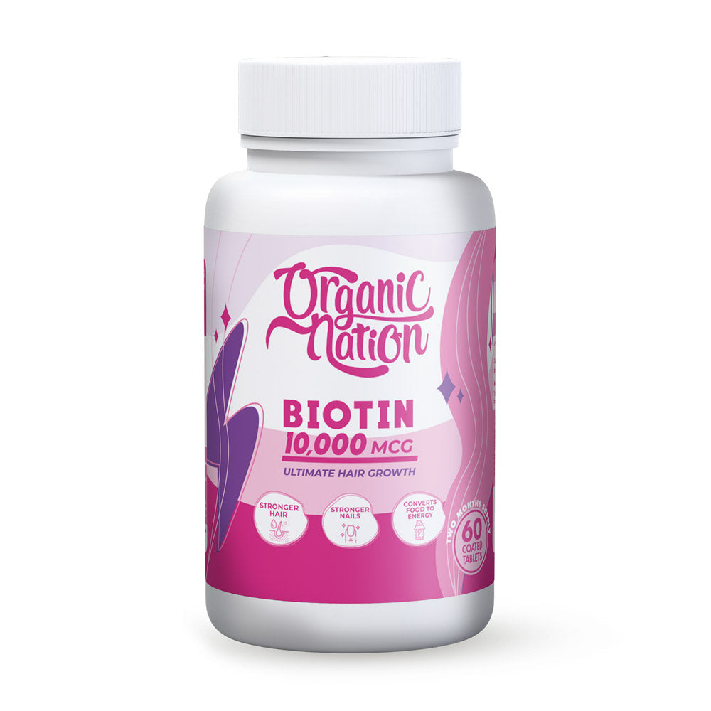 Biotin 10000MCG-60Serv.-60Coated Tablets – Organic Nation
